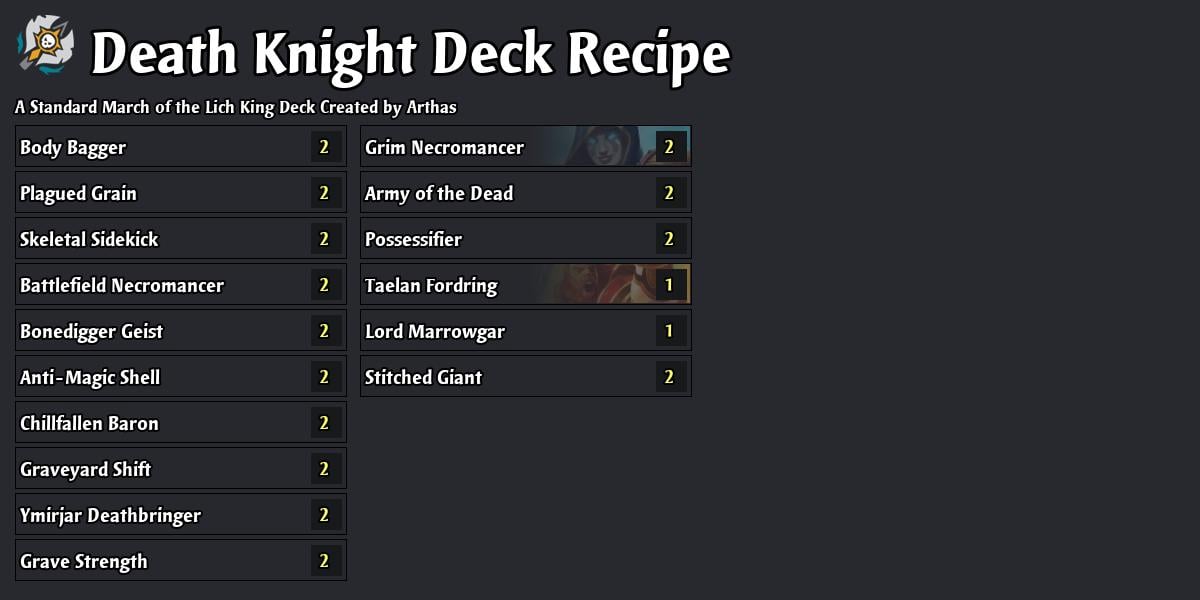 Core Death Knight - March of the Lich King Deck Recipe - March of the ...