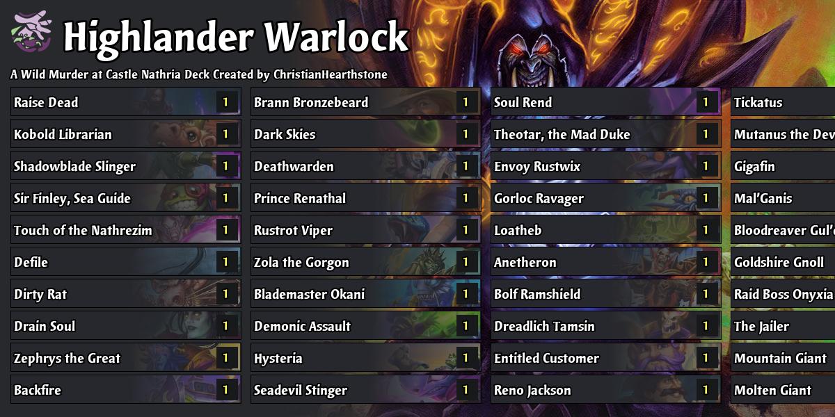 82% Winrate?! Highlander Demon Warlock! Castle Nathria Mini-Set Wild ...