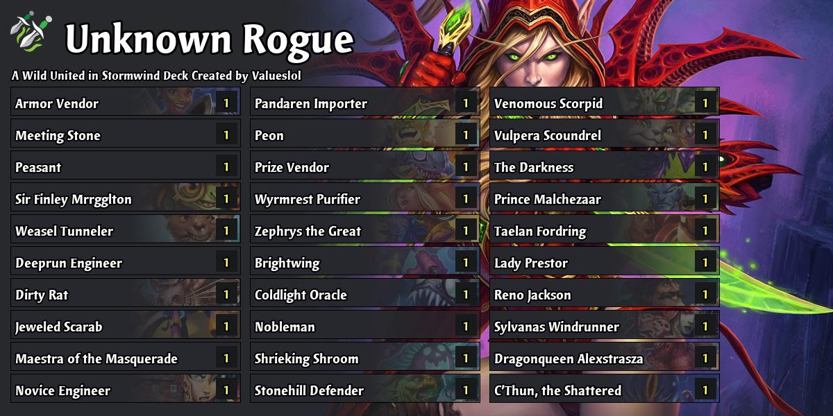Masquerade Rogue - United in Stormwind Hearthstone Decks - Out of Games