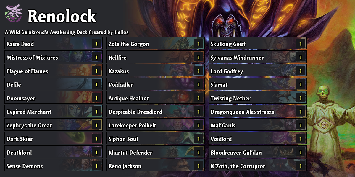 Renolock - Galakrond's Awakening Hearthstone Decks - Out of Games
