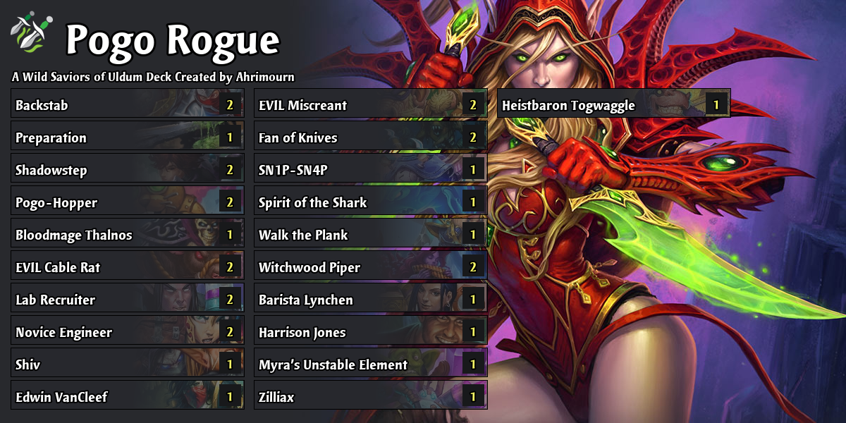 RoS Pogo Rogue (Frozen GM Deck) - Saviors of Uldum Hearthstone Decks - Out of Games