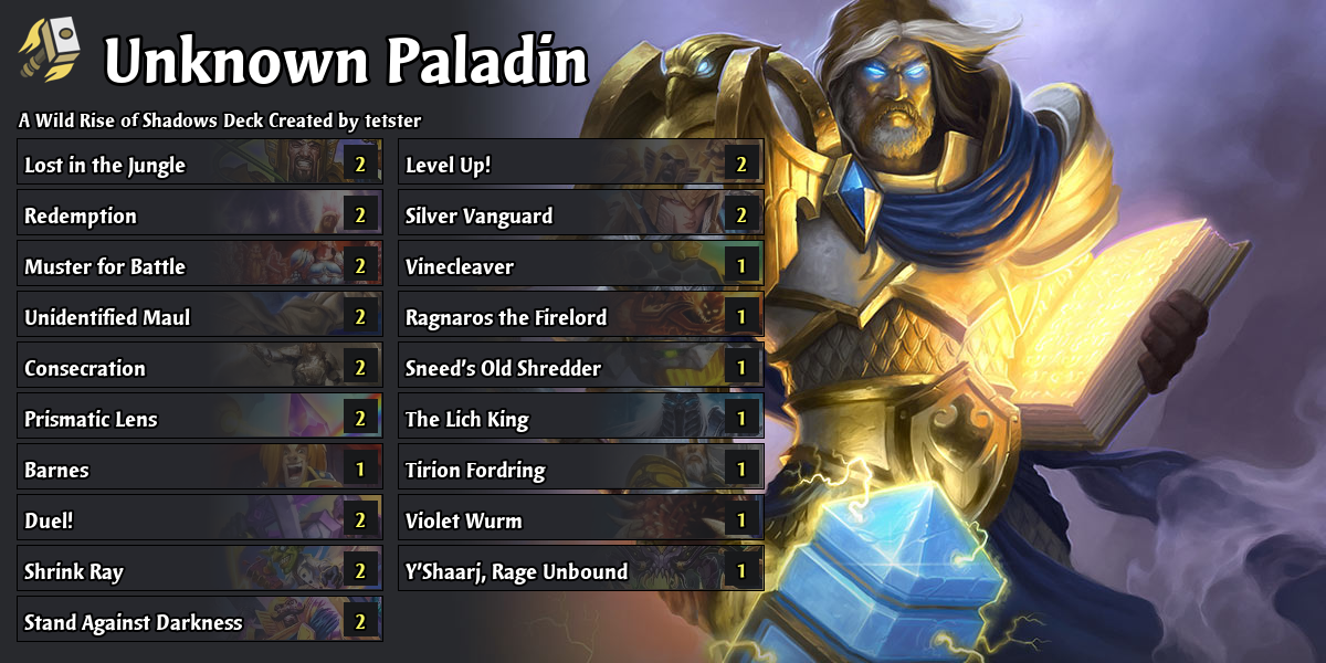 [WILD] BIG PALADIN - Rise of Shadows Hearthstone Decks - Out of Games