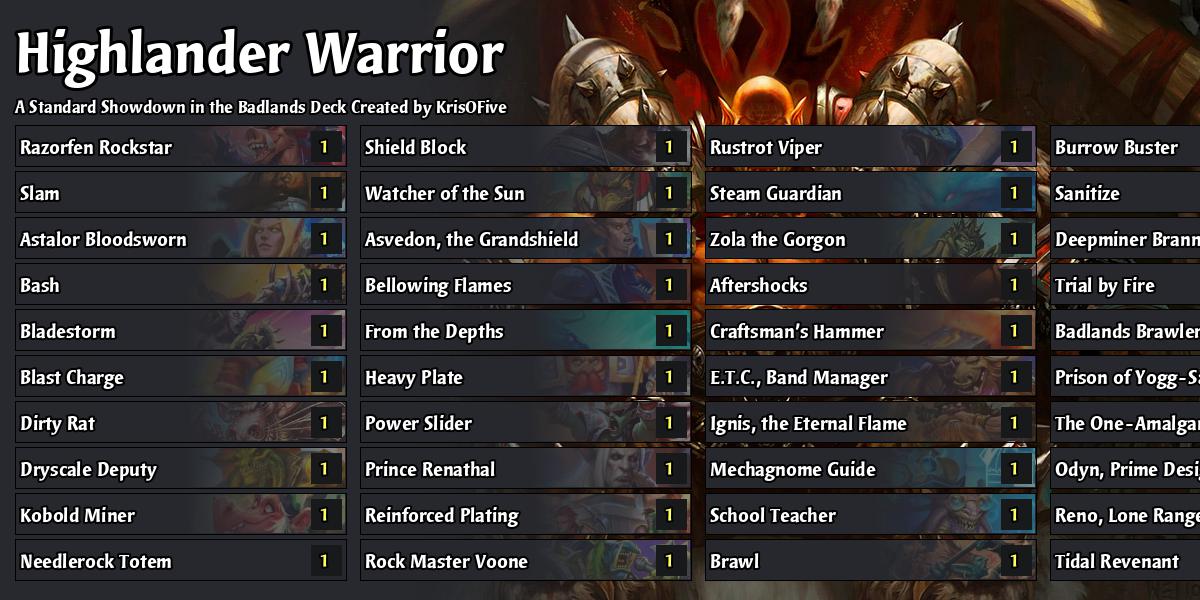 Menagery Mining Reno Warrior - Showdown in the Badlands Hearthstone ...