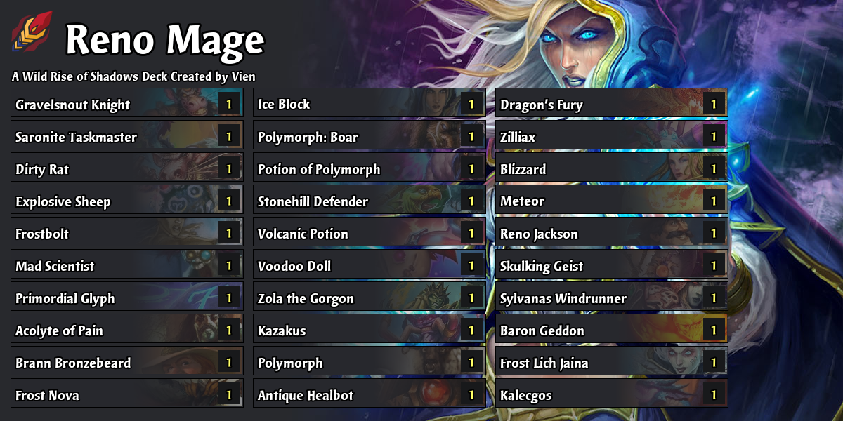 Yet Another Reno Mage Deck - Hearthstone Deck - Rise of Shadows ...