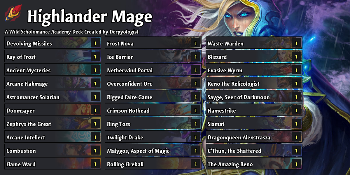 Secret Highlander Mage - Scholomance Academy Hearthstone Decks - Out of ...
