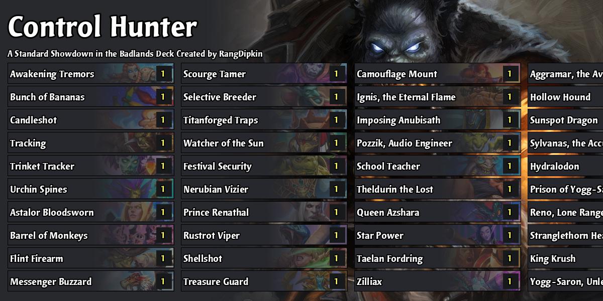 Yogglander Control Hunter - Hearthstone Deck - Showdown in the Badlands ...